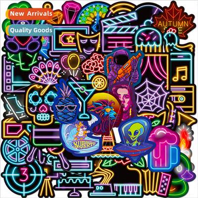 50 pcs of dark neon stickers personalized cartoon notebook s