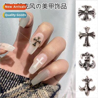 Nail jewelry retro punk  crosses together metal antique silv