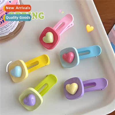 ins cute cy color love pea clip sweet girl bangs clip Japan