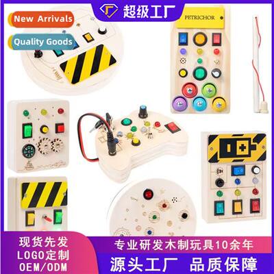 Baby Wooden Mtessori Busy Board Circu LED Lights Simulati So