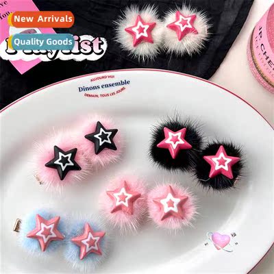 Plush star  clips sweet cool wind autumn  winter new girls f