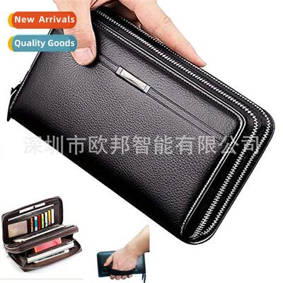 Multi-card posi mens clutch bag double zipper large-capacy m