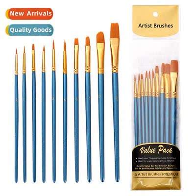 Brushes 10 nyl  pearlescent blue rod nail gouache brush wate
