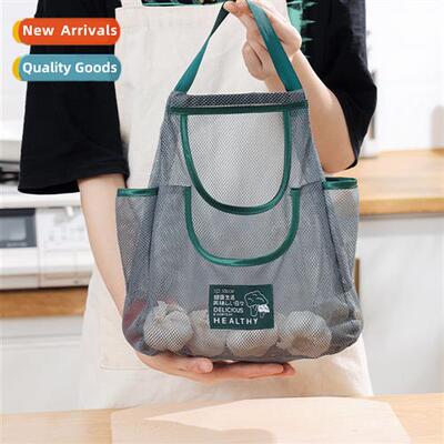 Hangable Storage Mesh Bag Home Kchen Ginger Garlic Fru  Vege