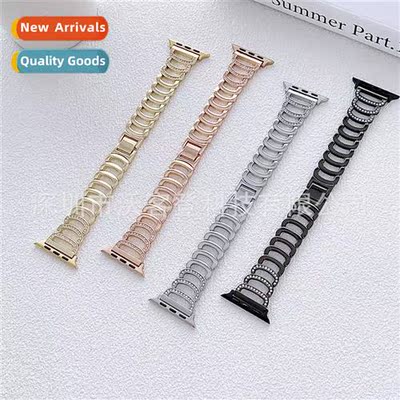 适用Apple Watch C shape diamond encrusted metal strap apple