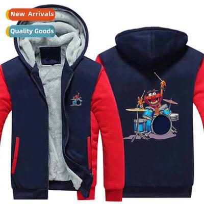 Animal Drummer Muppet Show Hoodie Jacket Mens Thickened Zipp