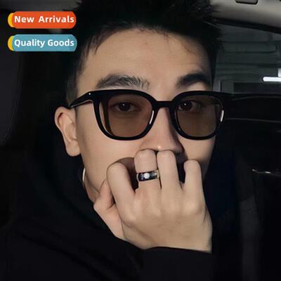 14506 retro Korean gm sunglasses black frame thin vegan sung