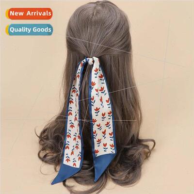 Summer double-sided pointy ribbon women silk scarf simulatio