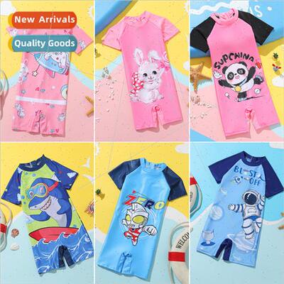 Childrens swimsus  boys and girls one-piece short-sleeved sp