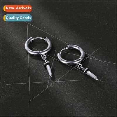 Tanium steel earrings new Europe ear buckle earrings dagger