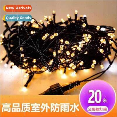 Black wire LED string lights flash can male female connectio