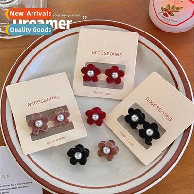 New Year velvet flower grab clip mini trumpet hair grab bang