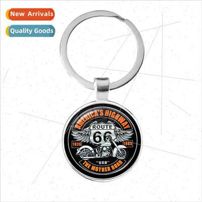 ROUTE 66 Route 66 Keychain Motorcycle Car Time Gem Mother Ro