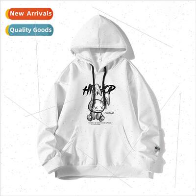Men sweater 2023 fall new hooded loose casual fashion printi