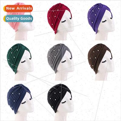 Europe Uned States popular pleated knted head wrap cap solid