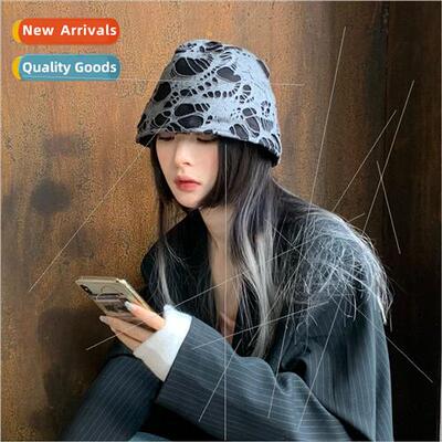 Japanese Korean  tide fisherman hat female new broken holes