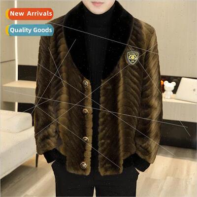 Thickened warm mink cotton jacket men winter nd youth fur on