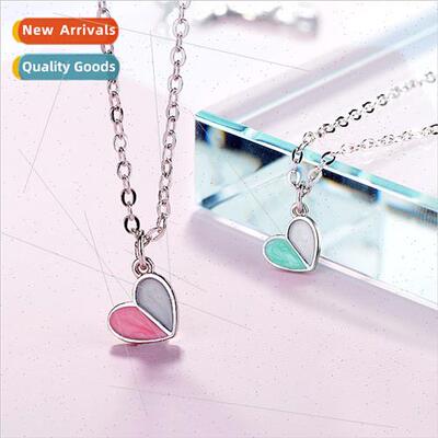 Sweet ice cream love heart necklace collarbone chain simple