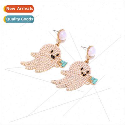 personaly cute diamonds small ghost earrings fashion fun ima