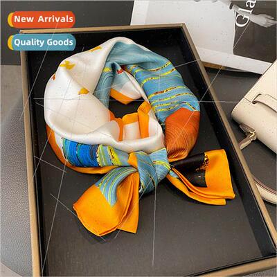 Spring Autumn thin retro fluttering belt long small silk sca