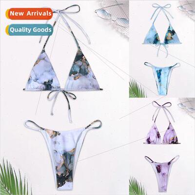 New Europe Gradient Tie-Dye Color Blocking Womens Swimsu Bik
