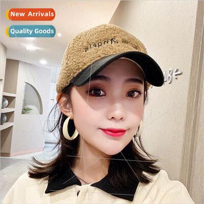 Lamb wool baseball cap ins Korea  color blocking hat female