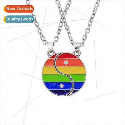 fashion splicing good friends yin yang necklace creative rai