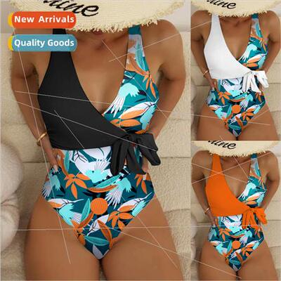 2024 New Europe Womens One-piece Swimsu Colorblocking Swimsu