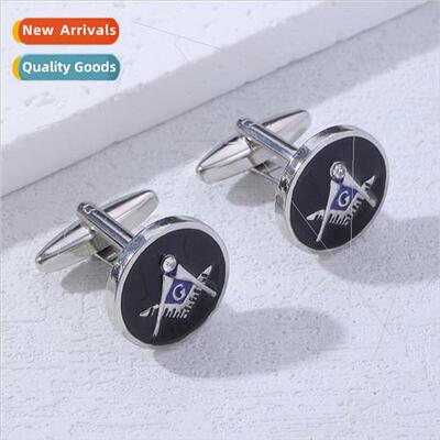 New round black oil drip diamond cufflinks fashion French sh