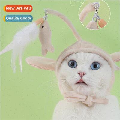 Headwear teaser cat stick self-help boredom cat toy hat cat