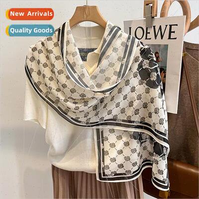 New camellia fashion double crepe long silk scarf female fal