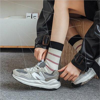 Korea  teenage girl simple mid-calf stacked socks spring fal