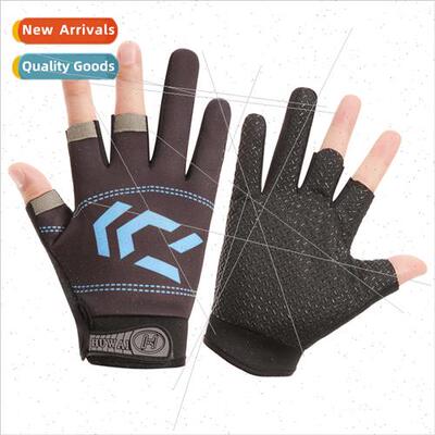 Fishing gloves men thin dew three fingers anti-stinging prof