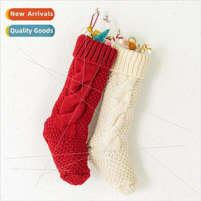 Europe Christmas Stocking Stuffer Knted Twist Hanging  Bag C