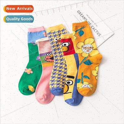 Japan nd graffi hundred wh medium-calf socks new Ins tide pe