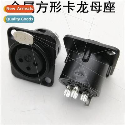 Black metal 3-pole XLR female chassis connector nickel-plate