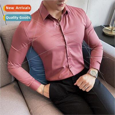 Long-sleeved shirt men fall run solid color paragraph bottom