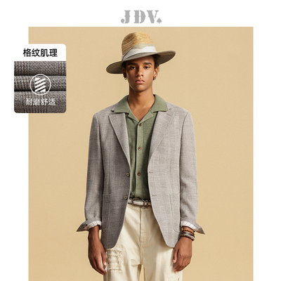 JDV男装春秋格纹单排扣西服