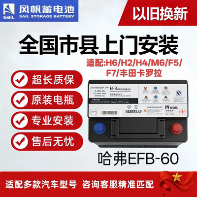 原装哈弗EFB60ah汽车蓄电池 H6H2H4M6F5F7丰田卡罗拉启停专用电瓶