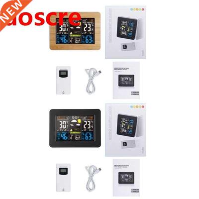 Weather Station LCD Digital Alarm Clock RF Wireless Indoor T