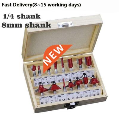 15pcs/set Woodworking Milling Cutters 1/4''/8mmShank Carbide