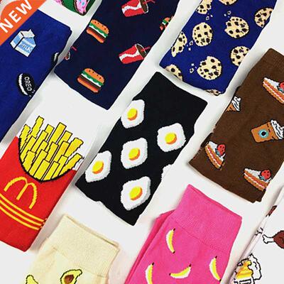 Beer Women Socks Funny Cute Cartoon Fruits Banana Avocado Le