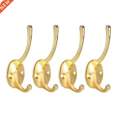 Dual Prong Coat Hooks Wall Mounted Utility Gold Hook 87mm x