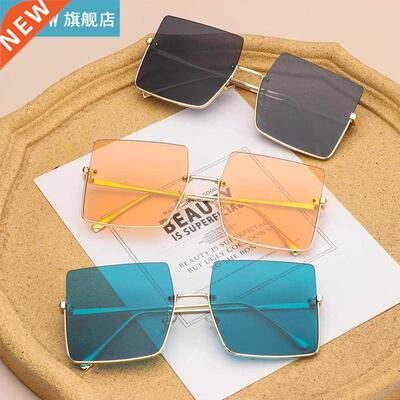 2021 New Metal Semi-rimless Sunglasses Retro Oversized Squar