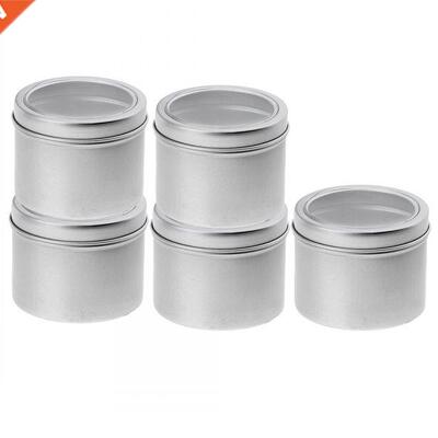 5 Pcs Aluminum Tin Jars (100ml) Cosmetic Containers Round Ti