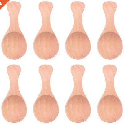 8Pcs Small Wooden Salt Spoon Solid Wood Condiments Spoon Han