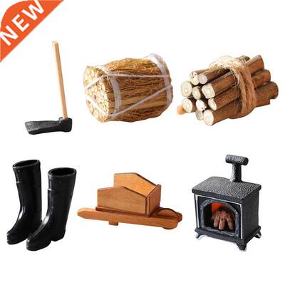 1:12 Dollhouse Miniature Furniture Hoe/Straw Bales/Firewood