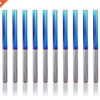 10Pcs 3.175 Shank Blue Coated Straght End Mll 2 Flute Carb