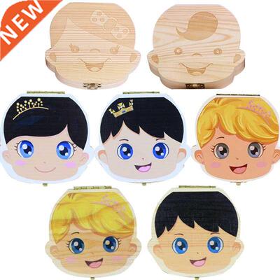 Baby Wood Tooth Box Organizer Spanish English Russian Teeth