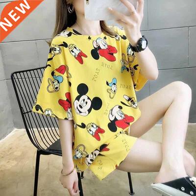 Summer Cotton Pajamas Women's Short Sleeve Tshirts S